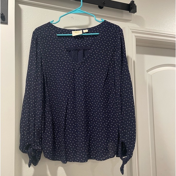 Maeve | Tops | Maeve Navywhite Polka Dot Blouse | Poshmark